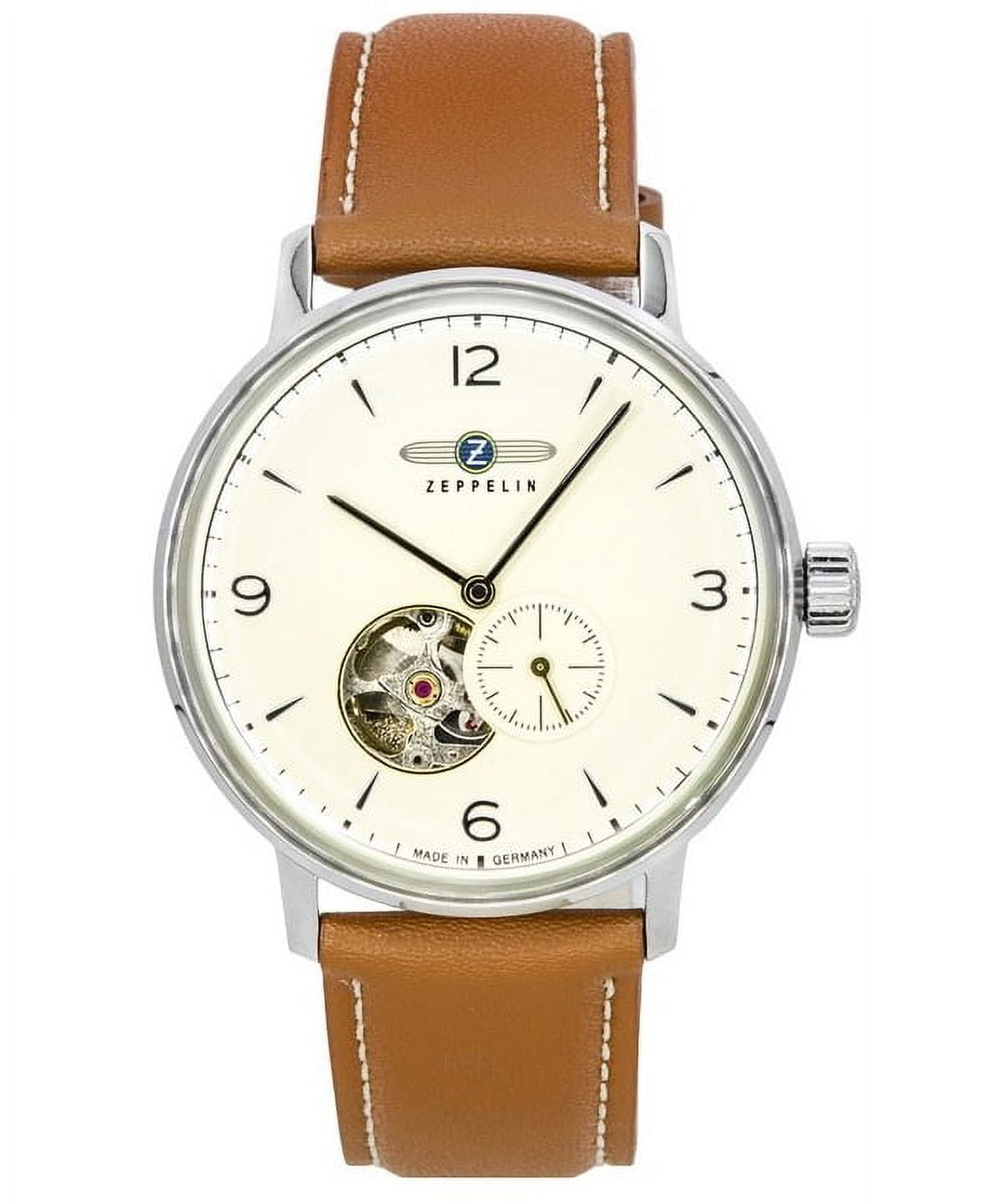 Zeppelin LZ129 Hindenburg Leather Strap Open Heart Beige Dial Automatic ...