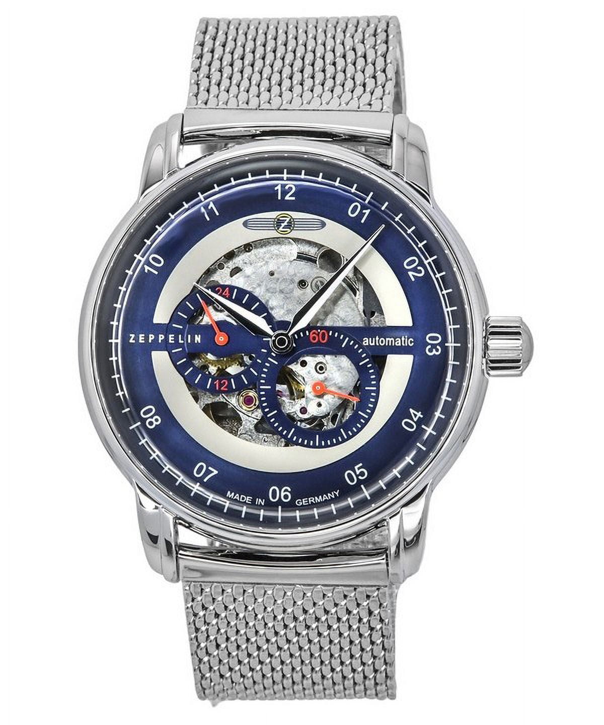 Zeppelin New Captain's Line Stainless Steel Blue Skeleton Dial ...