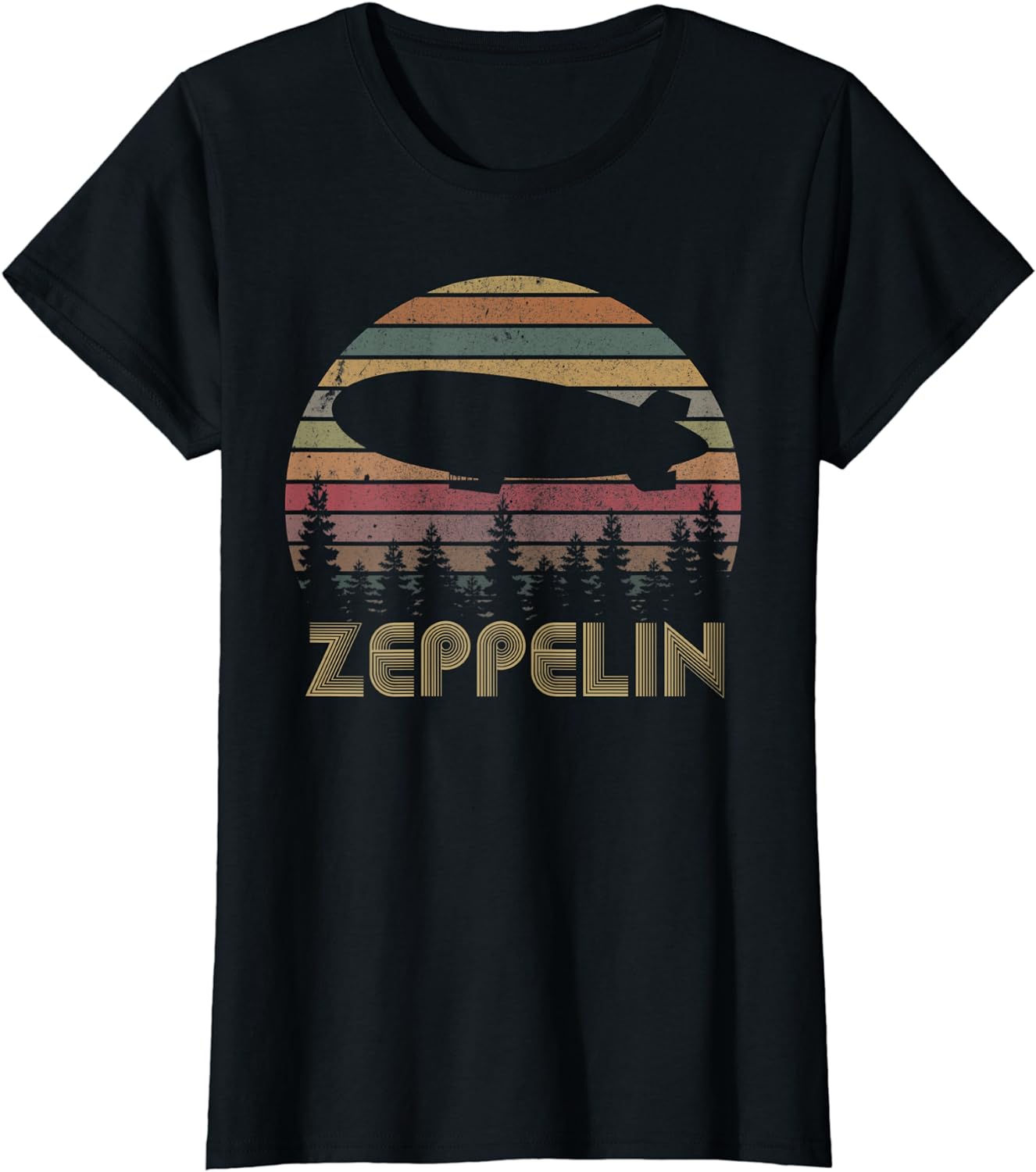Zeppelin Retro Vintage Sunset 70s 80s Distressed Dirigible T-Shirt ...