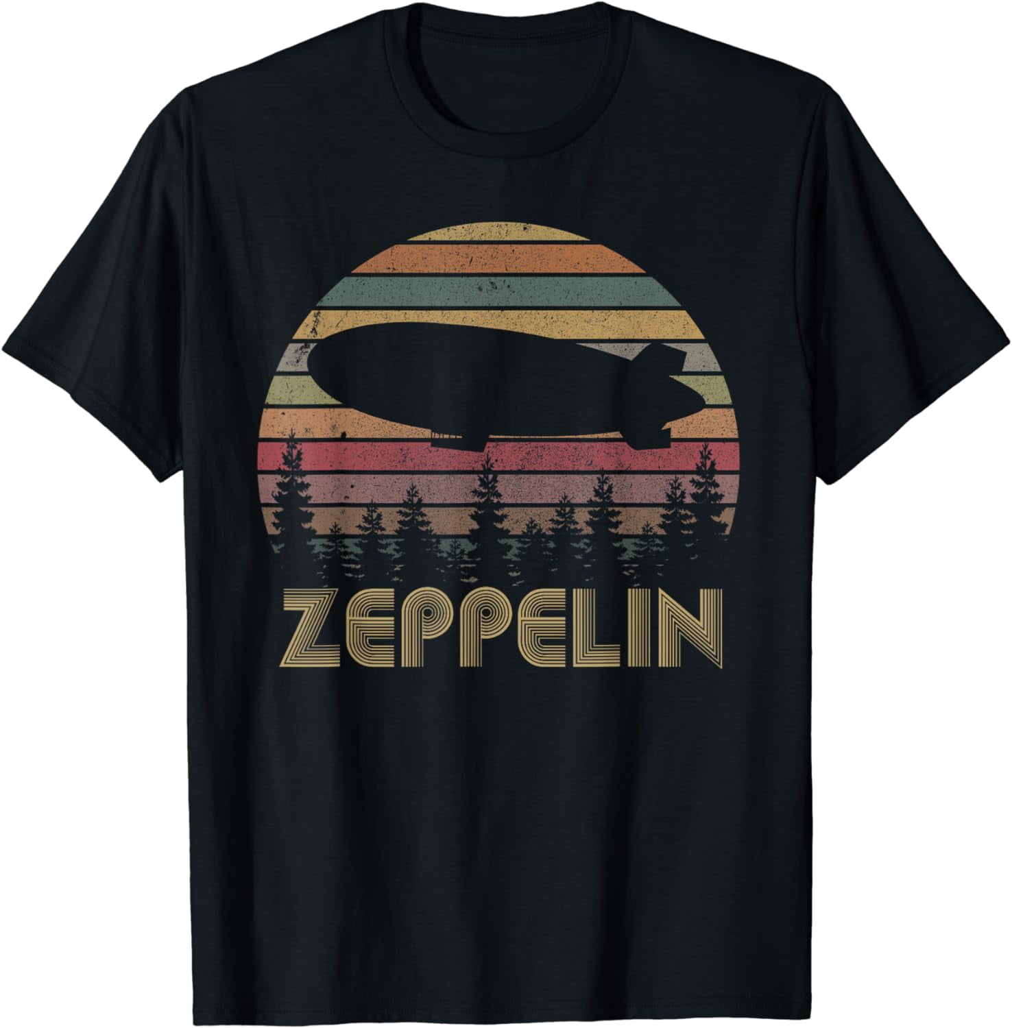 Zeppelin Retro Vintage Sunset 70s 80s Distressed Dirigible T-Shirt ...