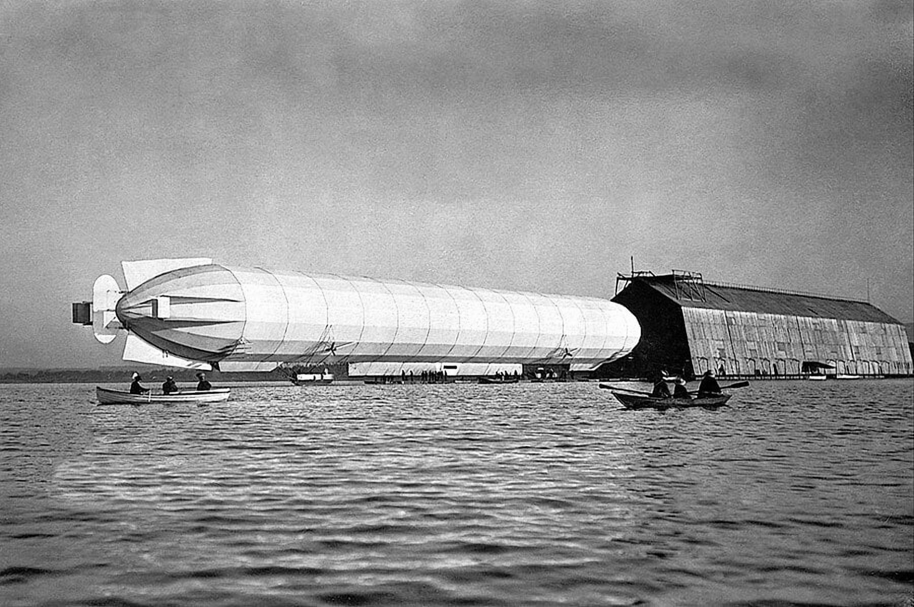 Zeppelin airship / blimp entering hangar - 12x18 Inch Laminated ...