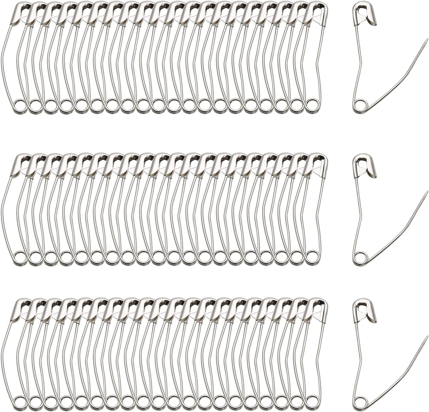 Zeprnir 100Pcs Curved Safety Pins Size 3, 2" / 50mm Quilting Basting ...