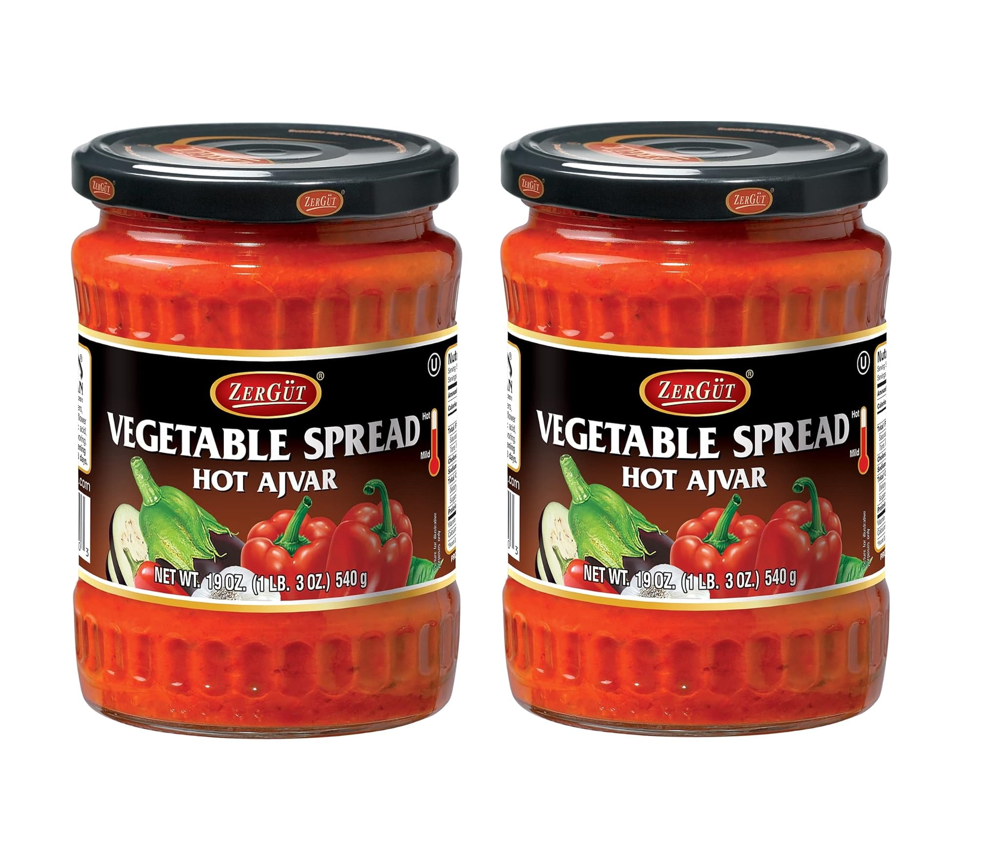 ZerGut Ajvar, Hot, Two (2) Glass Jars 19oz. (450g) - Walmart.com