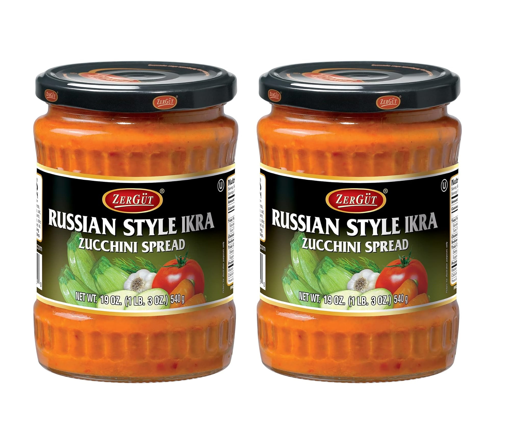 ZerGut Zucchini Vegetable Spread, Russian Style, Gluten-Free, Vegan, 2 ...