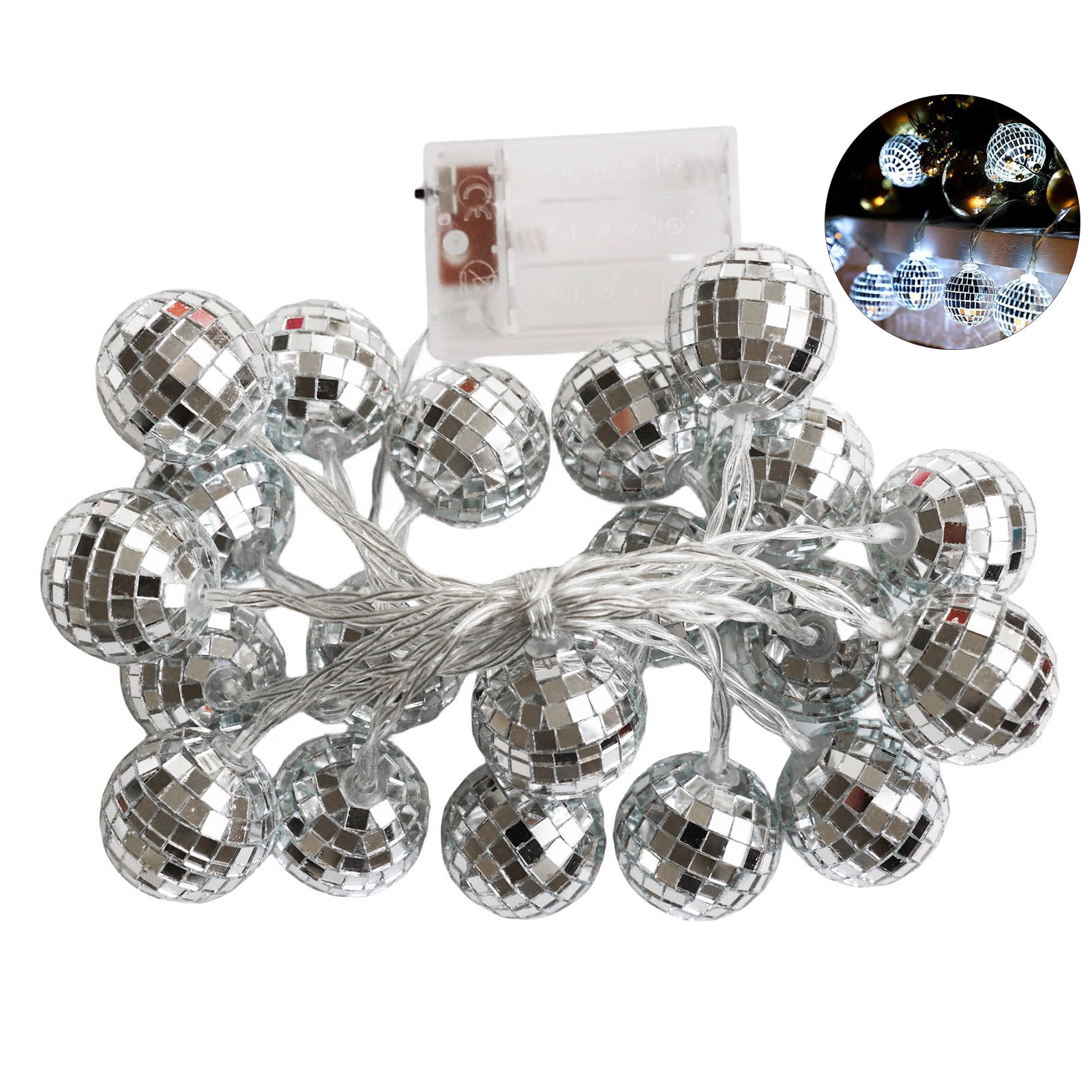 Zeranth LED Disco Ball String Light Battery Operated Christmas Tree ...