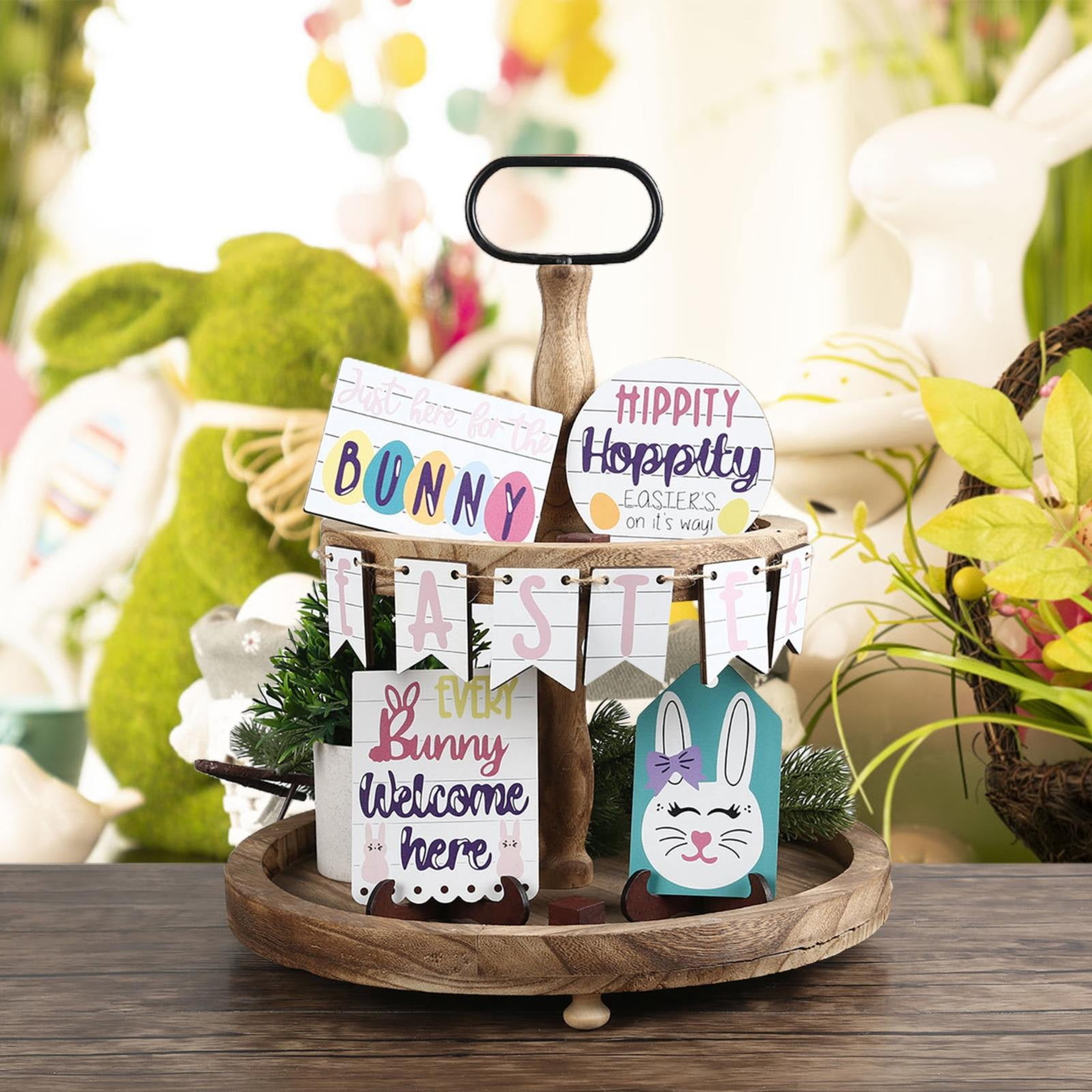 Zerbueate Home Decor Clearance Easter Bunny Tiered Tray Decor Farmhouse ...