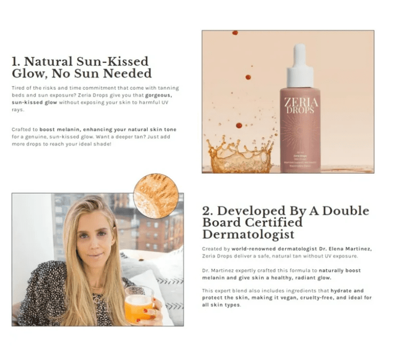 Zerias Sunless Tanning Drops Moisturizing Self Tanner, Bronzer Self ...