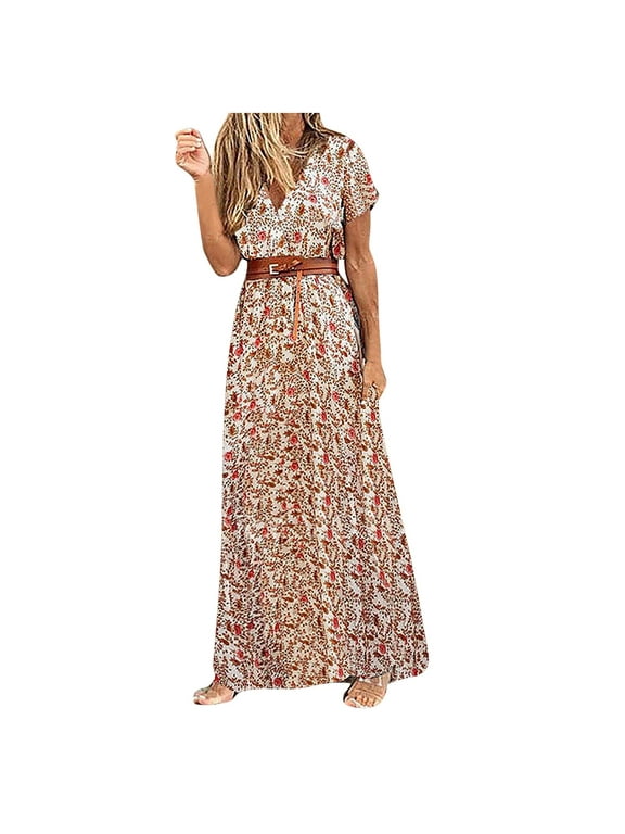 Sakmal Womens Dresses Plus Size Sleeveless Deep V-Neck Floral Casual ...