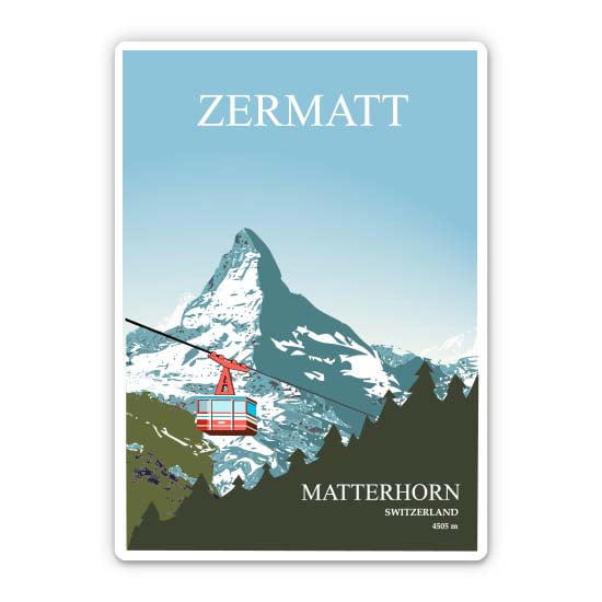 Zermatt Matterhorn Switzerland - 12" Vinyl Sticker Waterproof Decal ...