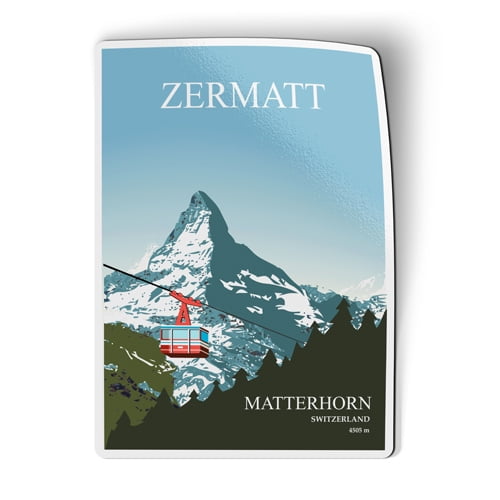 Zermatt Matterhorn Switzerland - 5" Magnet for Car Locker Refrigerator ...