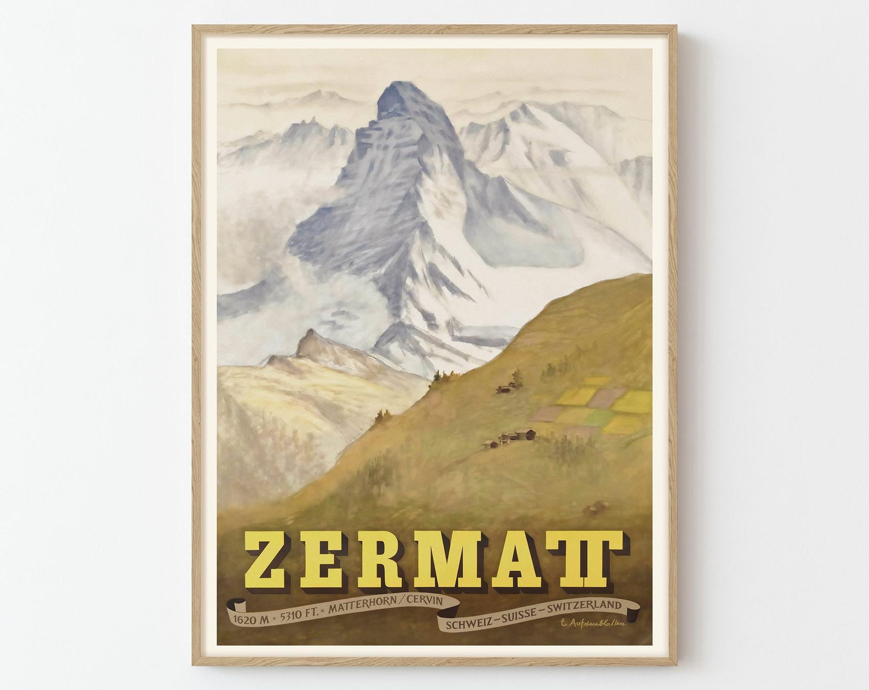 Zermatt Matterhorn Vintage Travel Poster Art Print | Home Decor Wall ...