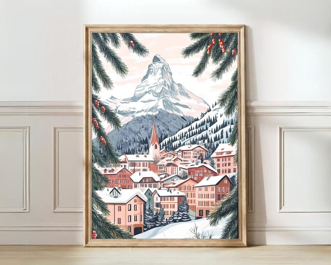 Zermatt Print Switzerland Poster Switzerland Illustration Zermatt Wall ...
