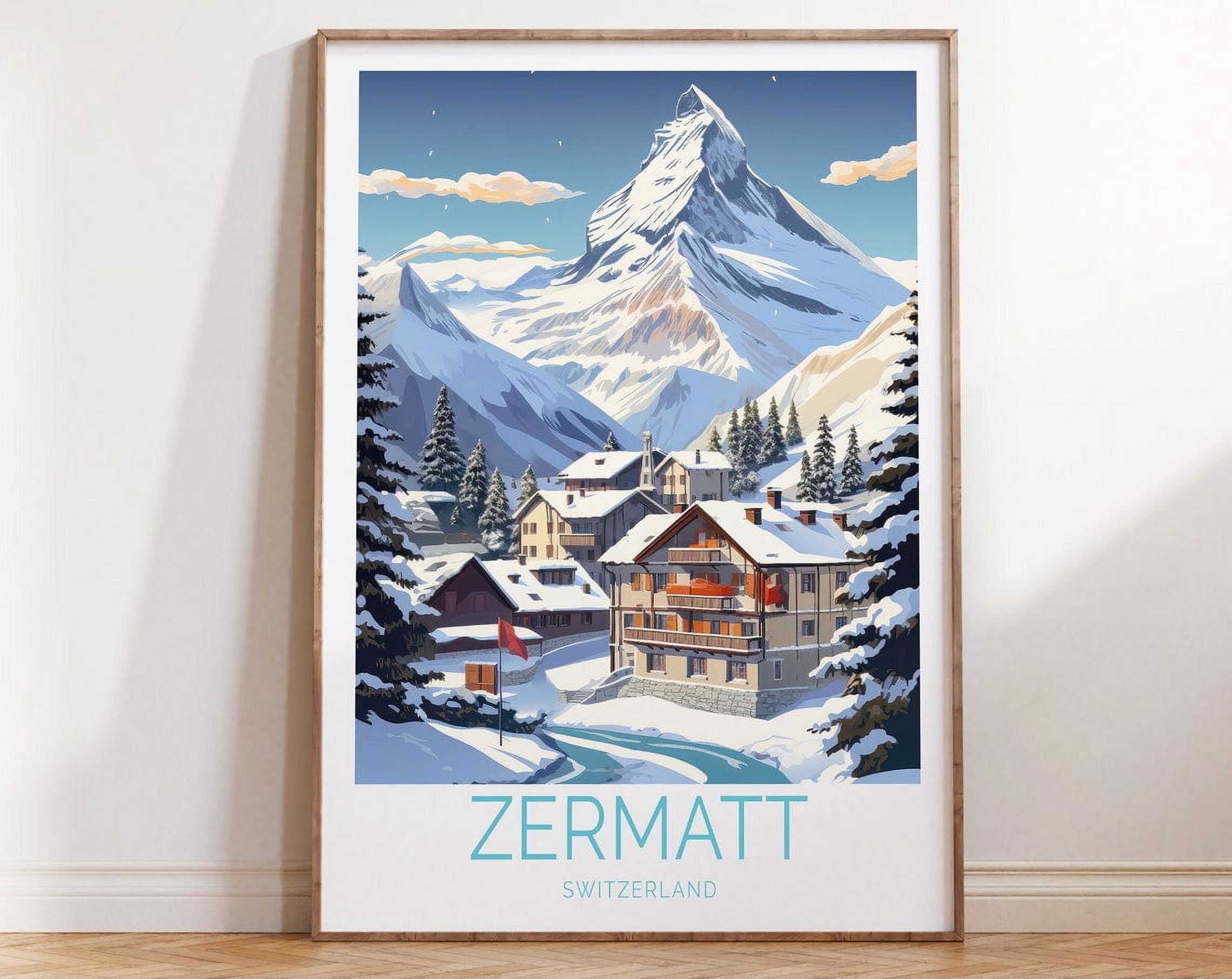 Zermatt Switzerland Travel Poster, Zermatt Switzerland Winter Poster ...