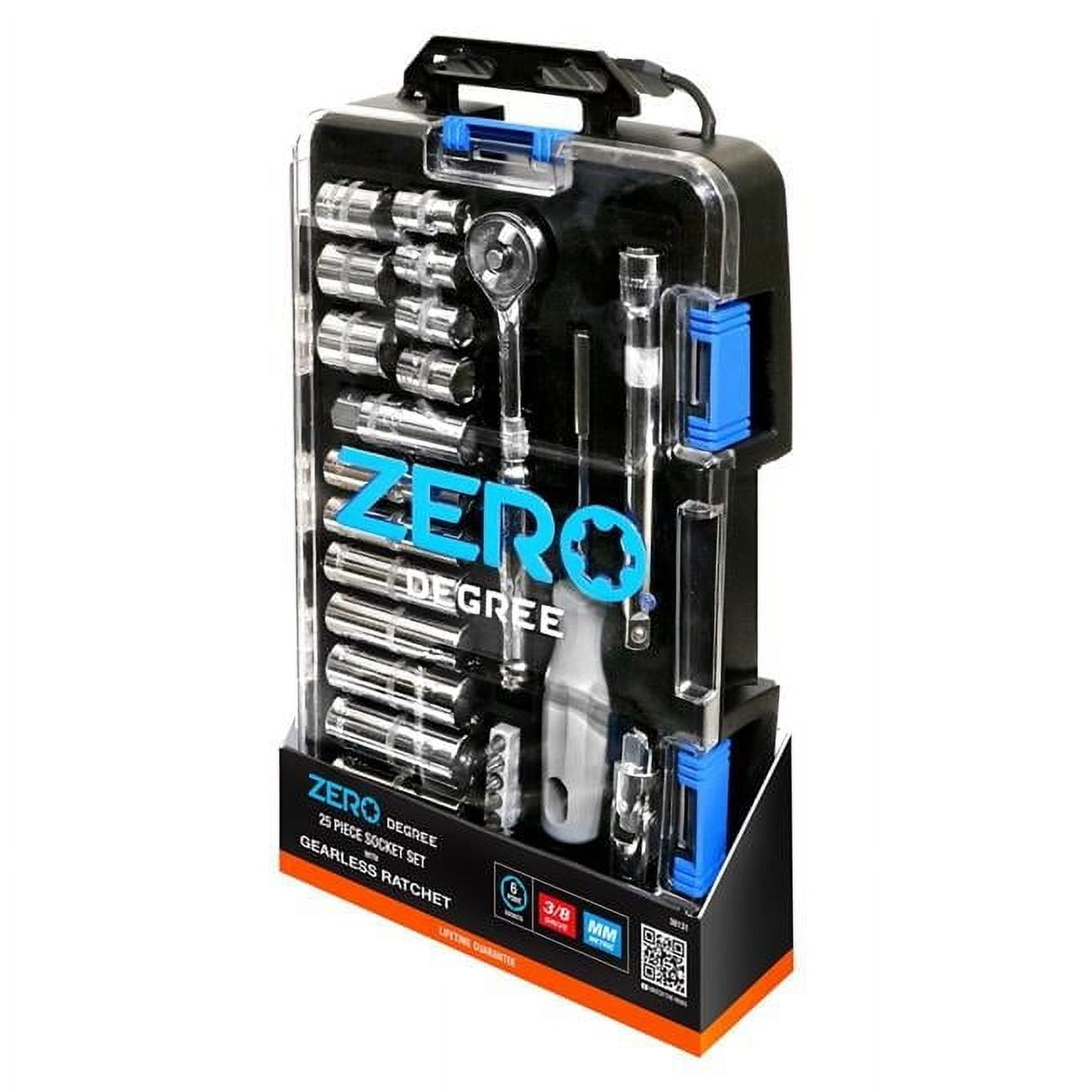 Zero Degree 38131 25pc 3/8' DR Metric Socket Set with Gearless Ratchet ...