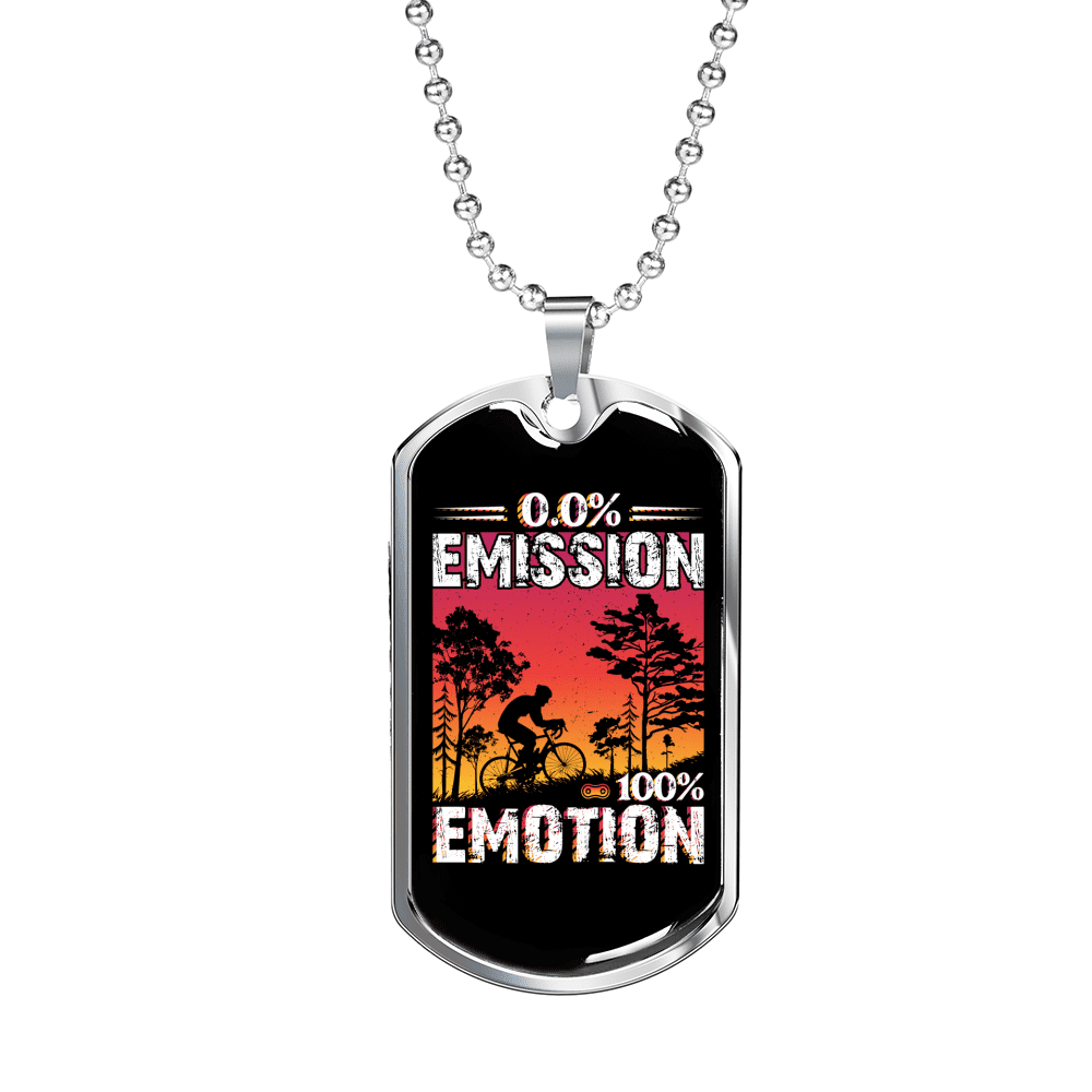 Zero Emission Cycling Necklace Stainless Steel or 18k Gold Dog Tag 24 ...
