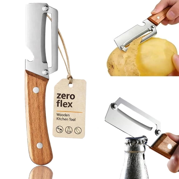 Zero Flex Peeler,2-In-1 Multi Functional Vegetable Peeler With Wooden ...