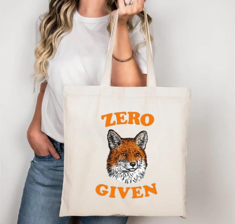 Zero Fox Given Funny Fox Pun Animal Sly Cunning Humor Tote Bag, a gift ...
