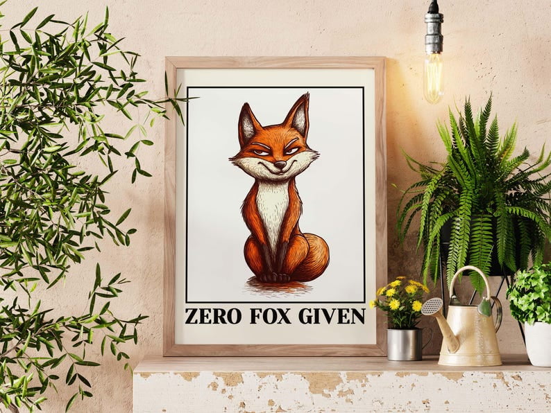 Zero Fox Given Funny Quote Wall Art, Sassy Fox Poster for Dorm Rooms ...