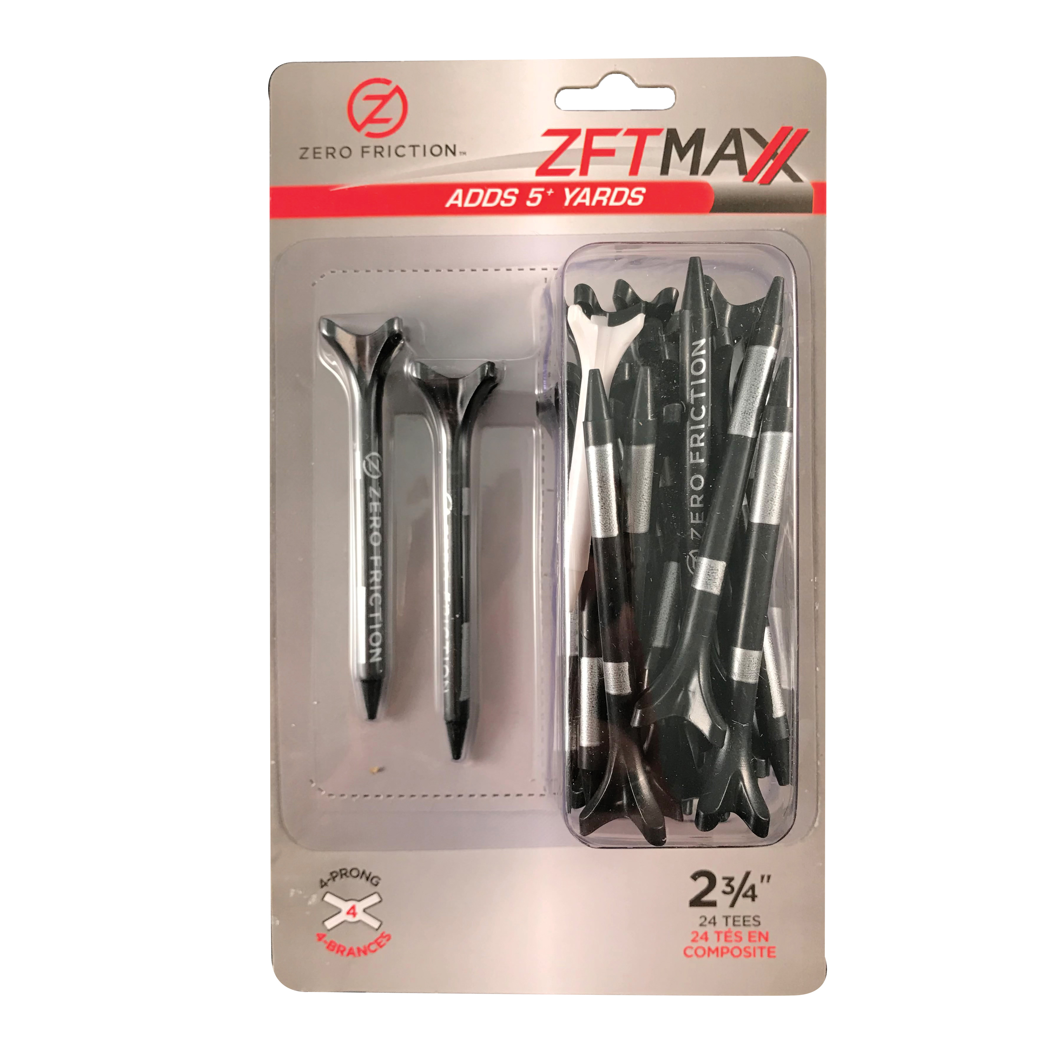 Zero Friction Maxx Tee, 4 Prong, 2-3/4" Composite - 24/Pack - Black ...
