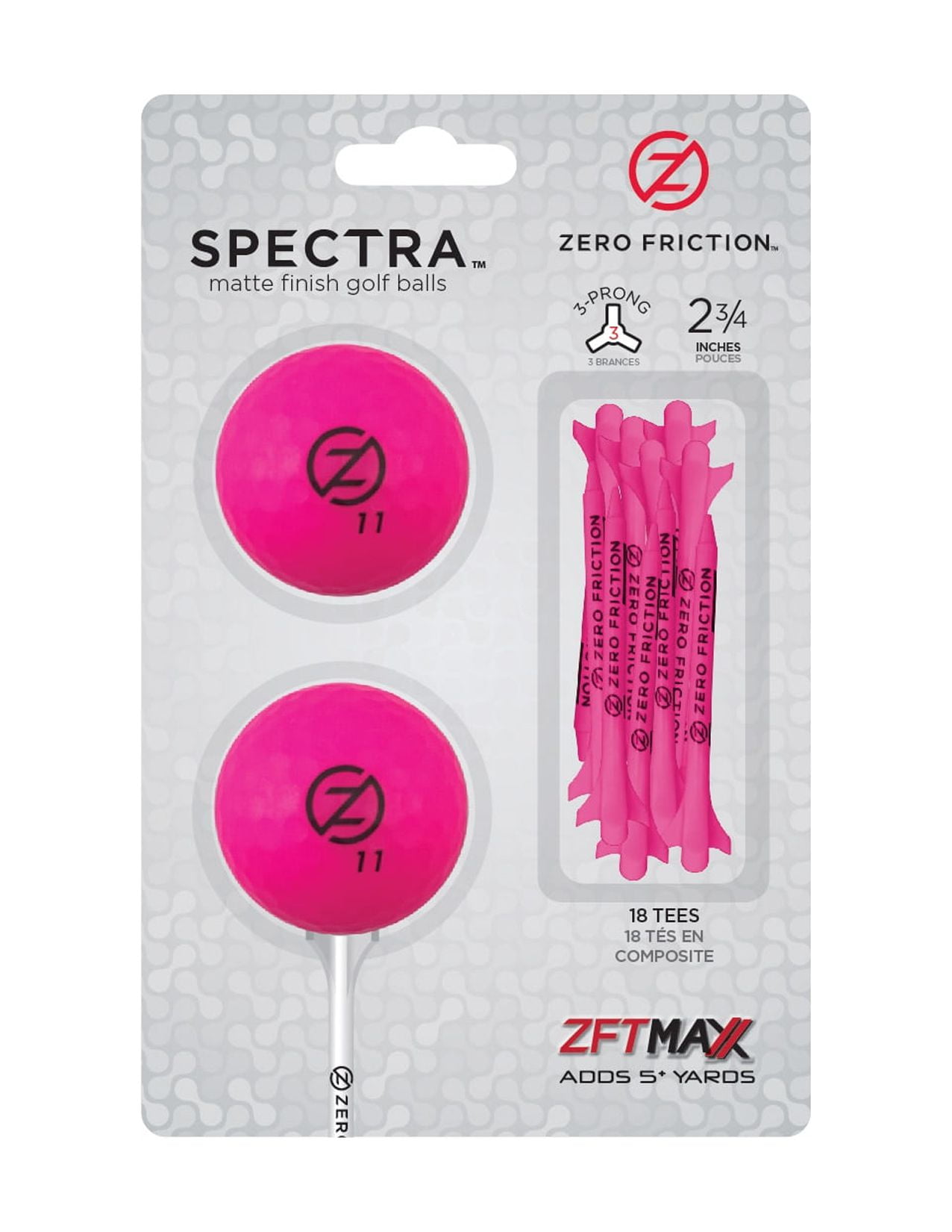 Zero Friction Spectra 2 Ball/ 2.75 inch Tee Pack, Neon Fuchsia ...