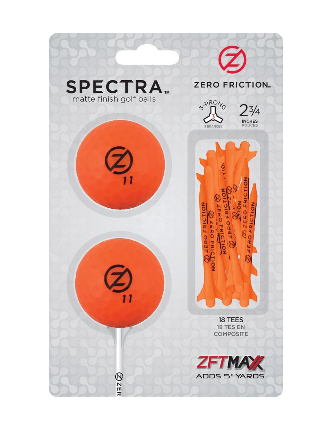 Zero Friction Spectra 2 Ball/2.75 inch Tee Pack, Neon Orange - Walmart.com
