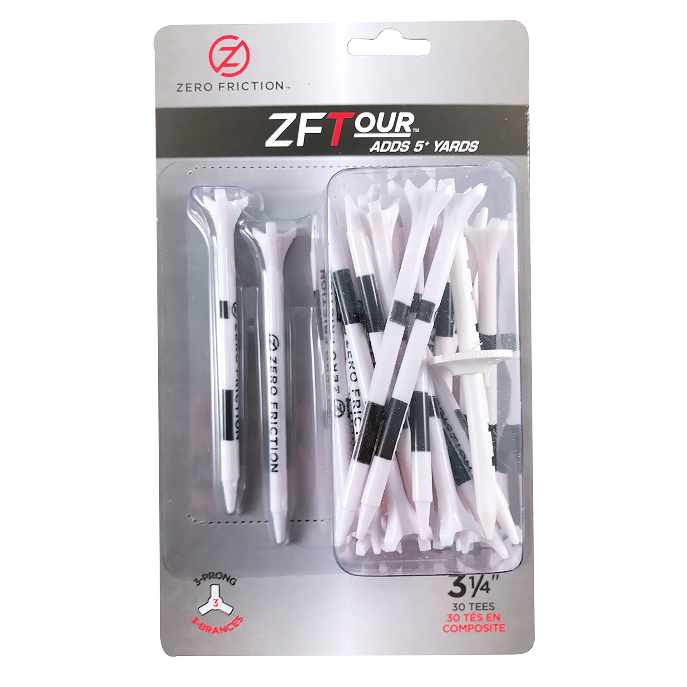 Zero Friction Tour 3-Prong; 3-1/4 in. White Golf Tee, (Pack of 30 ...