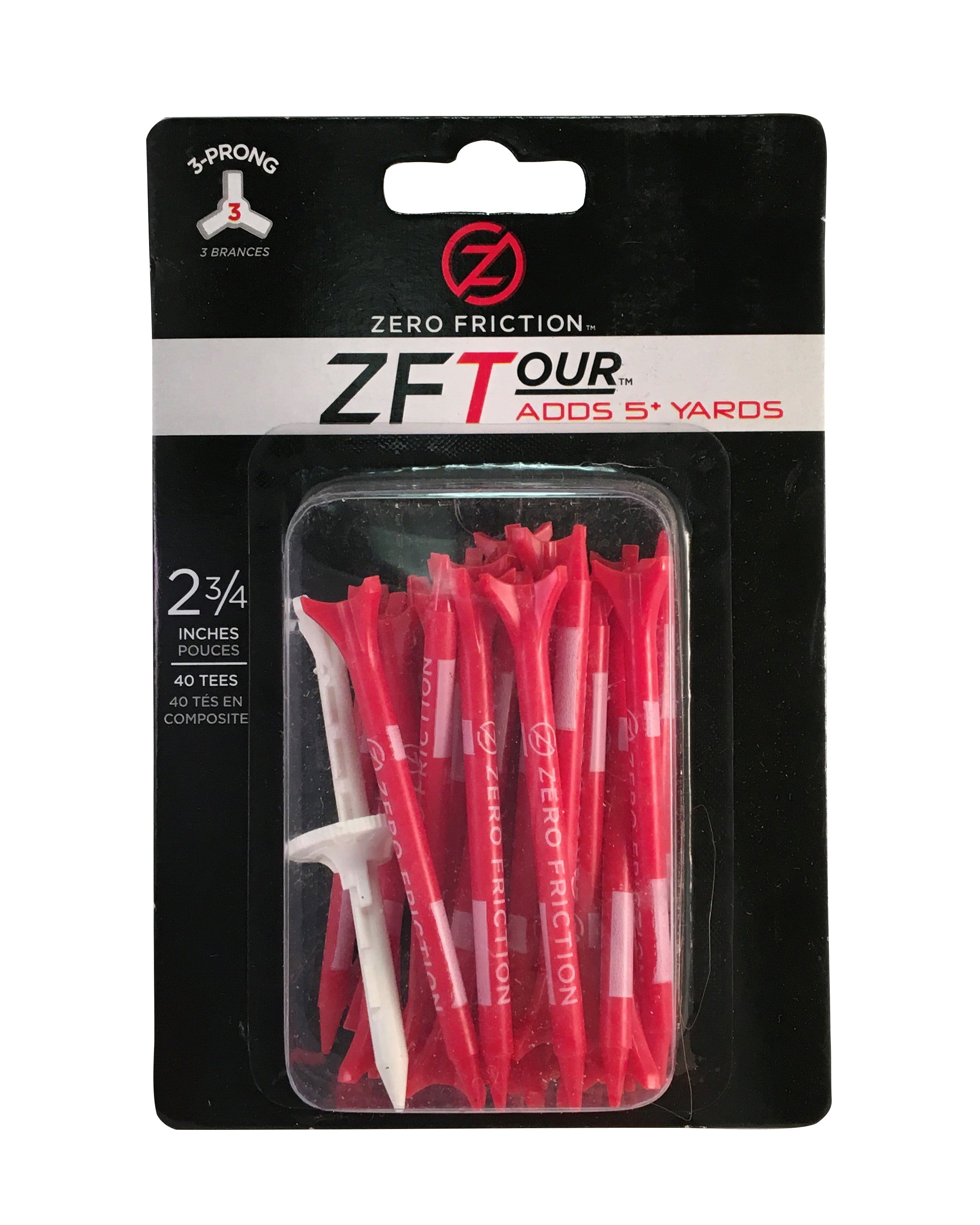Zero Friction Tour 3 Prong Golf Tee 2-3/4 Red - Walmart.com