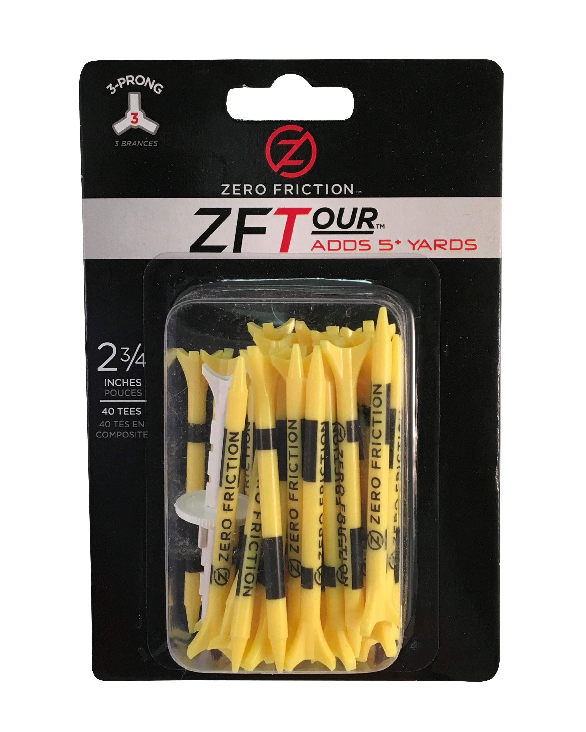Zero Friction Tour 3 Prong Golf Tee 2-3/4 Yellow - Walmart.com