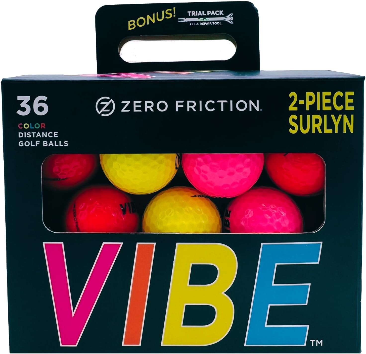 Zero Friction Vibe Multi Colored Golf Balls - 36 Pack - Walmart.com