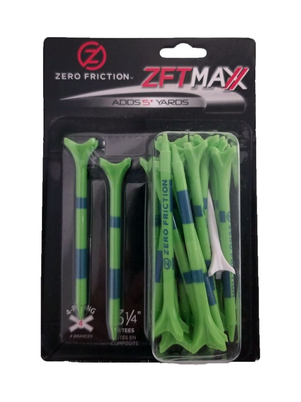 Zero Friction ZFT Maxx 4-Prong Composite Tees (Lime/Blue, 3.25",18pk ...