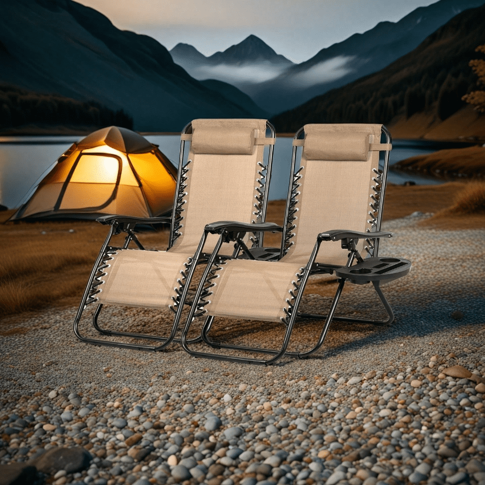 Zero Gravity Adjustable Relaxing Set Of 2 Chairs, With Cup Holder ...
