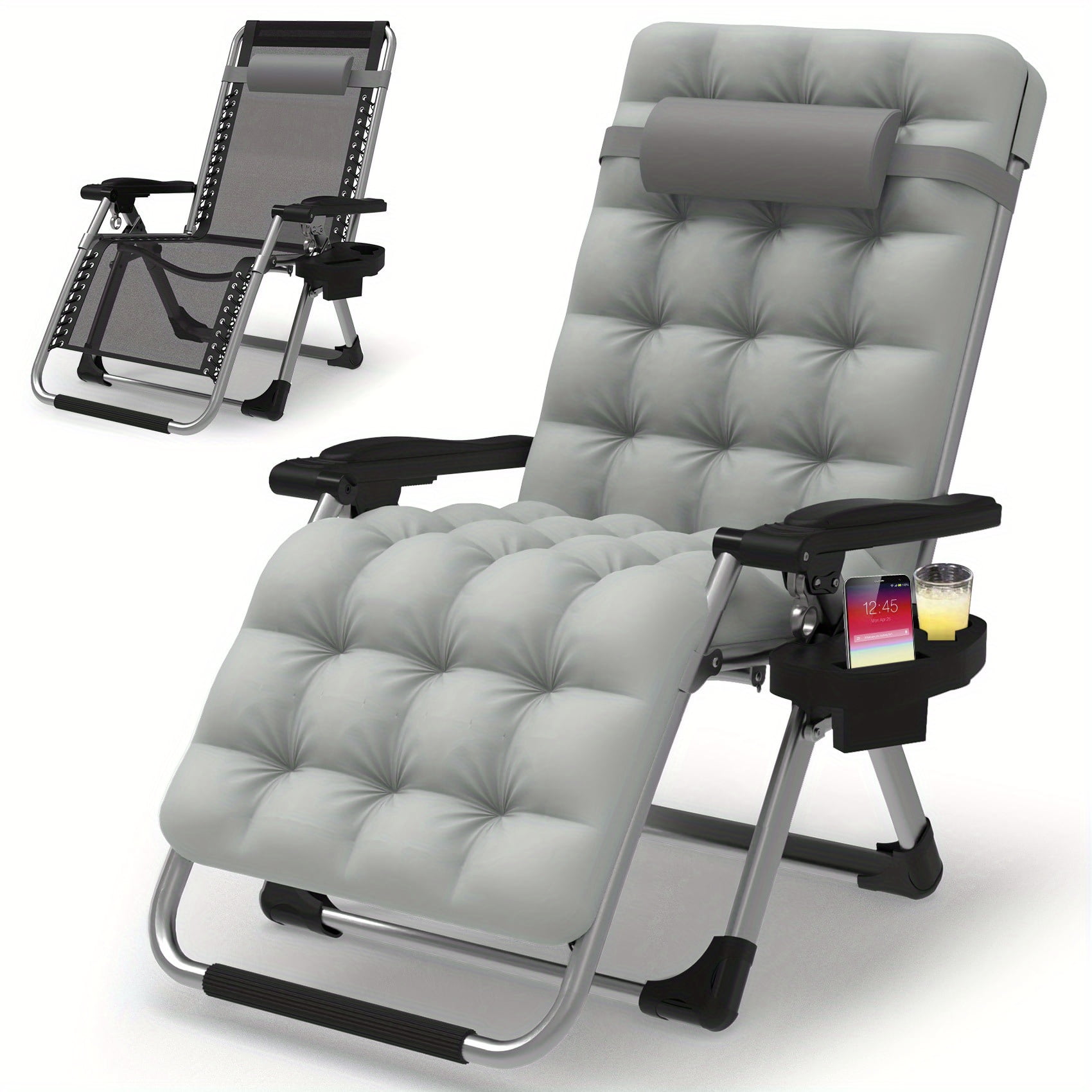 Zero Gravity Chair, Camping Lounge Chair w/Removable Cushion, Upgraded ...