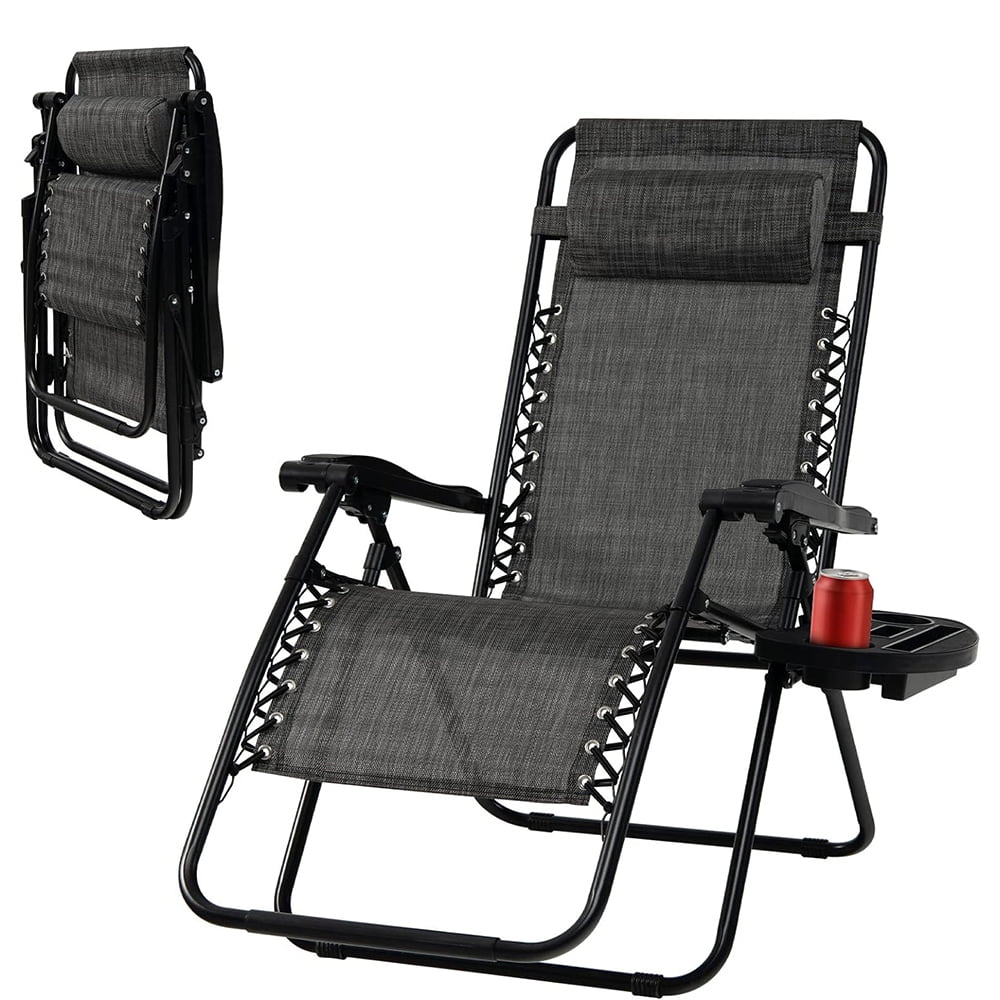 Zero Gravity Folding Chair with Cup Holder, 160° Adjustable Reclining ...