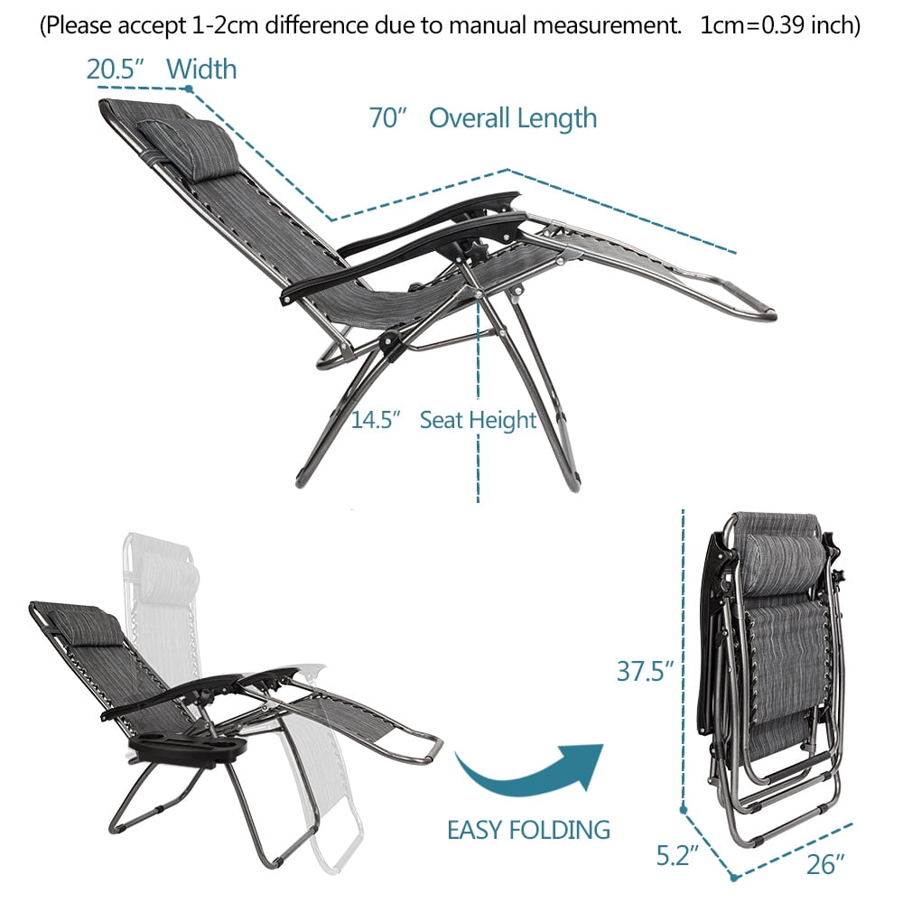 Zero Gravity Chair Pack 2, Outdoor Lounge Patio Chairs with Pillow and ...