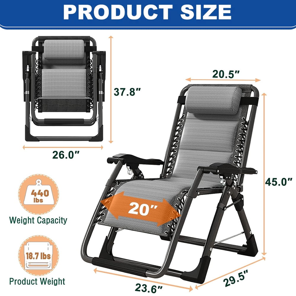 Zero Gravity Chair, Premium Lawn Recliner Folding Portable Chaise ...