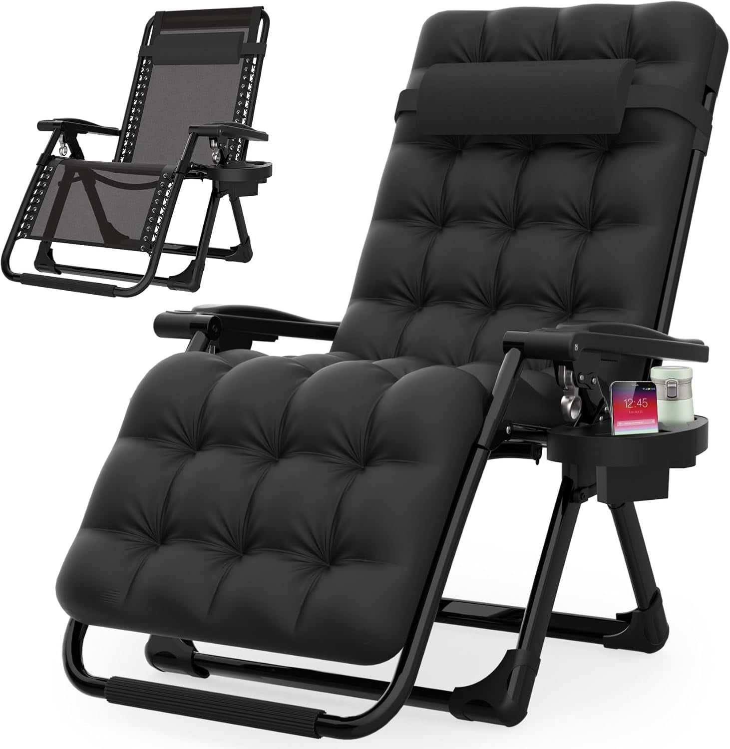Zero Gravity Chair, Reclining Camping Lounge Chair w/Removable Cushion ...