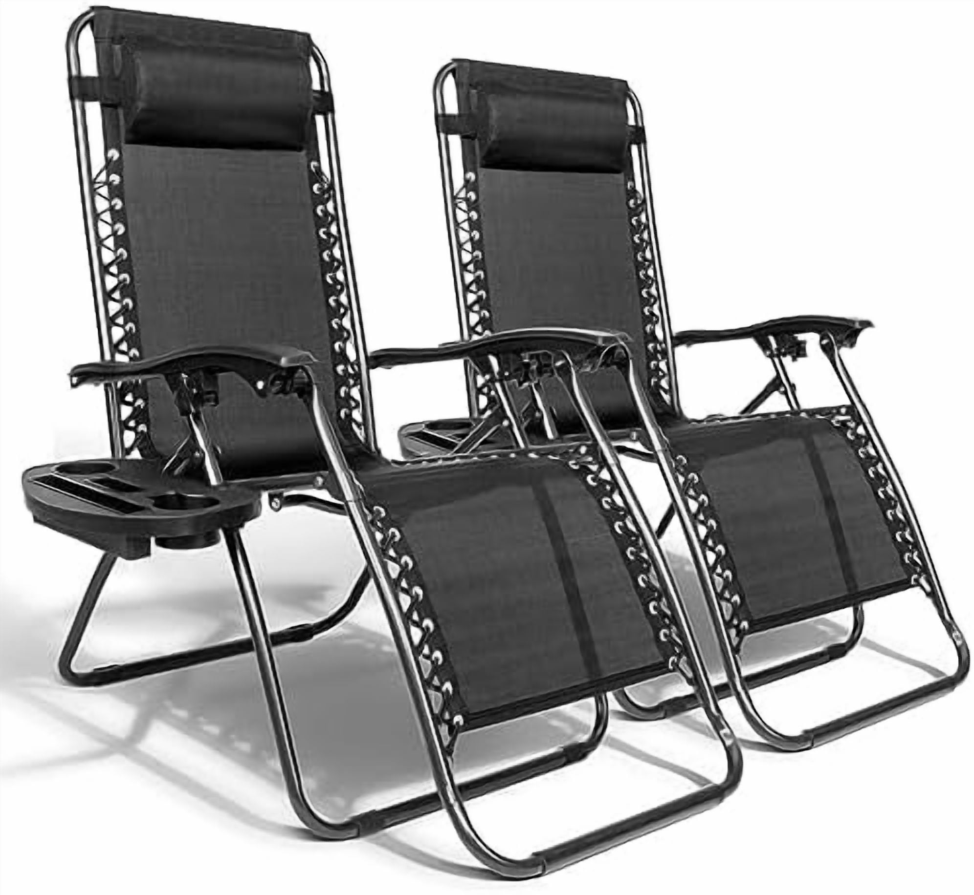 Zero Gravity Chair Set of 2 Folding Lounge Chairs Outdoor Recliners ...