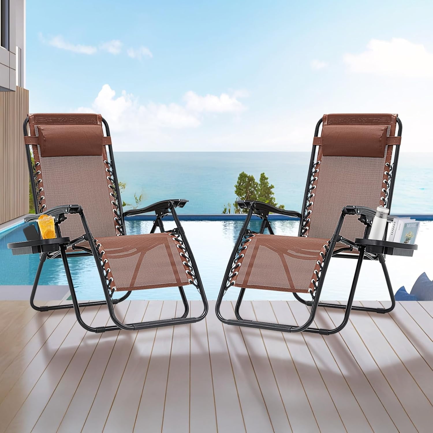 Zero Gravity Chair Set of 2, Folding Reclining zero gravity recliner ...