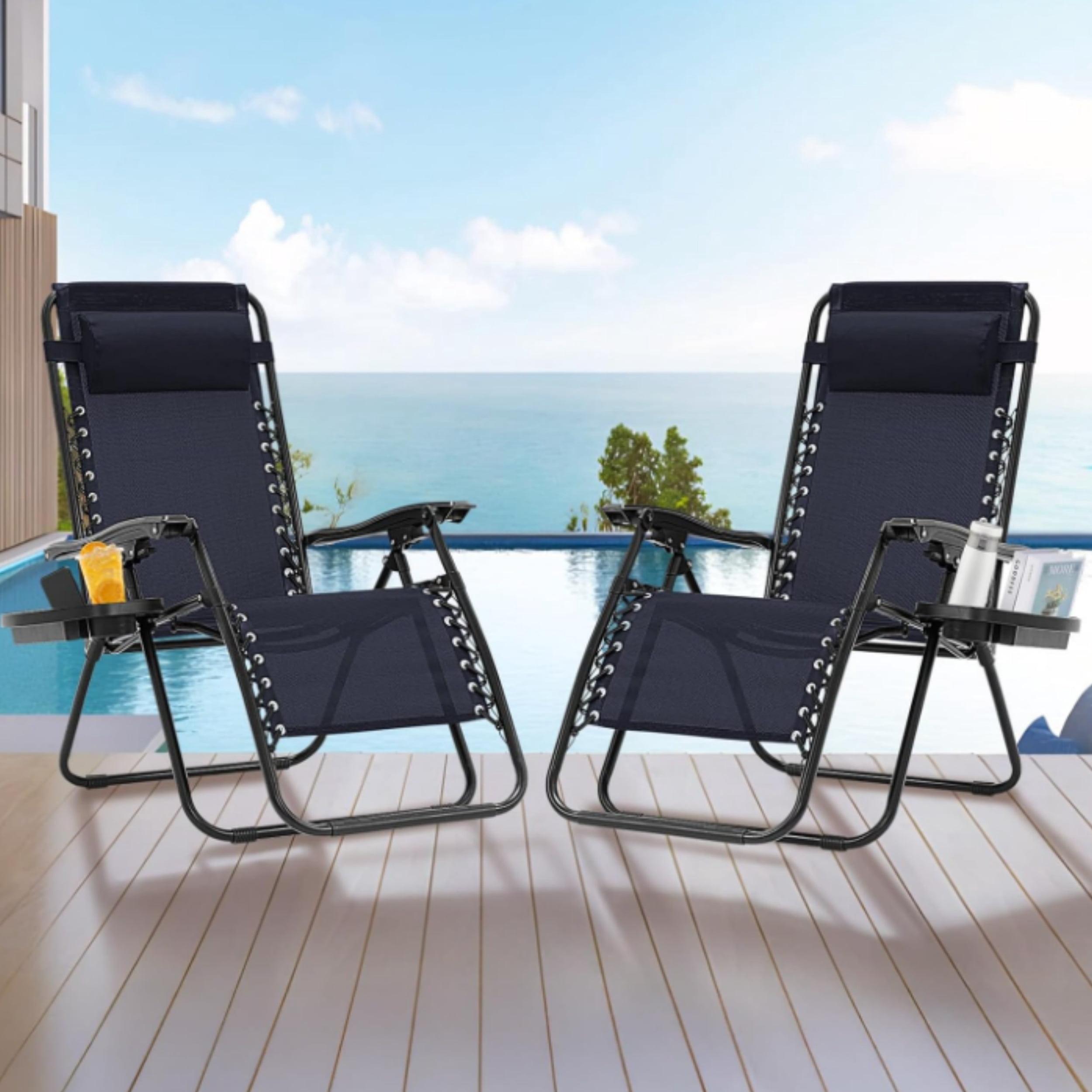 Zero Gravity Chair Set of 2, Folding Reclining zero gravity recliner ...