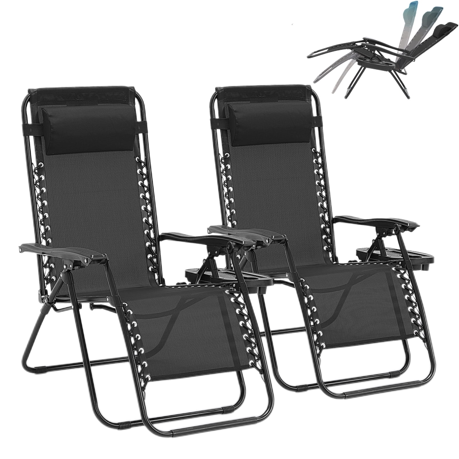 Zero Gravity Chair Set of 2, Heavy-Duty 330lbs Folding Recliner Lounge ...