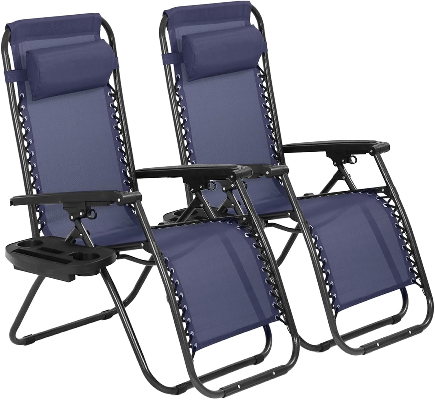 Zero Gravity Chair Set of 2 Textilene Adjustable Folding Recliners Lawn ...