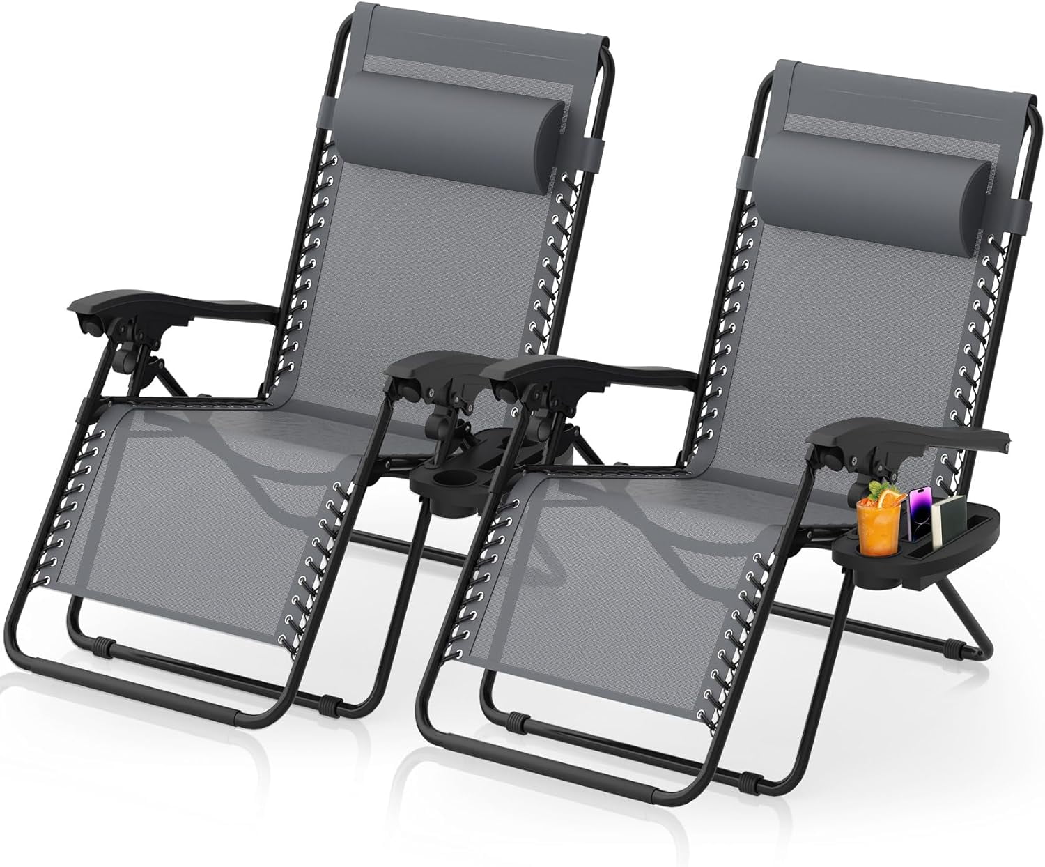 Zero Gravity Chairs Set of 2, Zero Gravity Lounge Chair w/Upgraded Lock ...