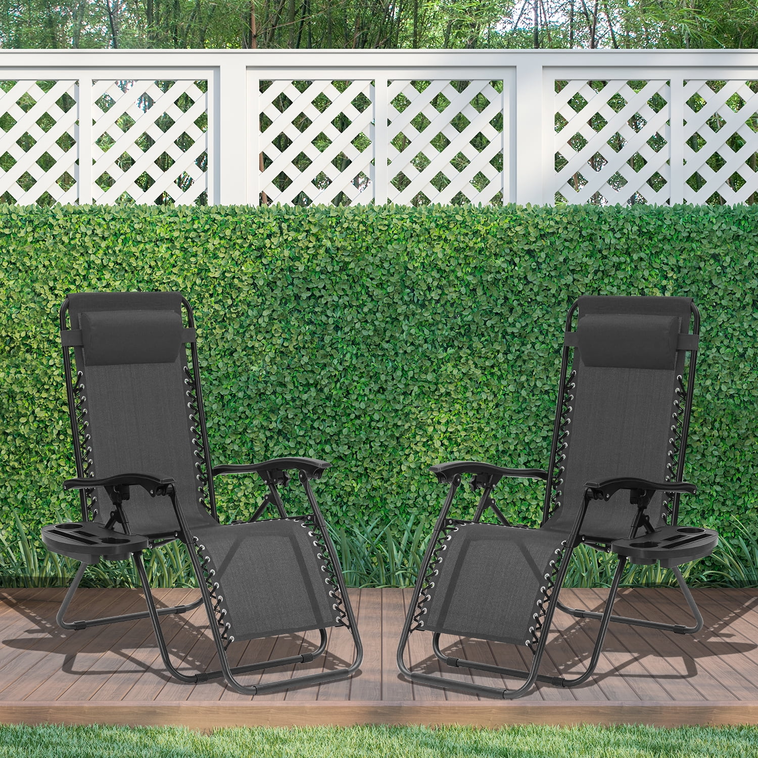 Zero Gravity Chairs, Set of 2 Portable Recliner Beach Camping Patio ...