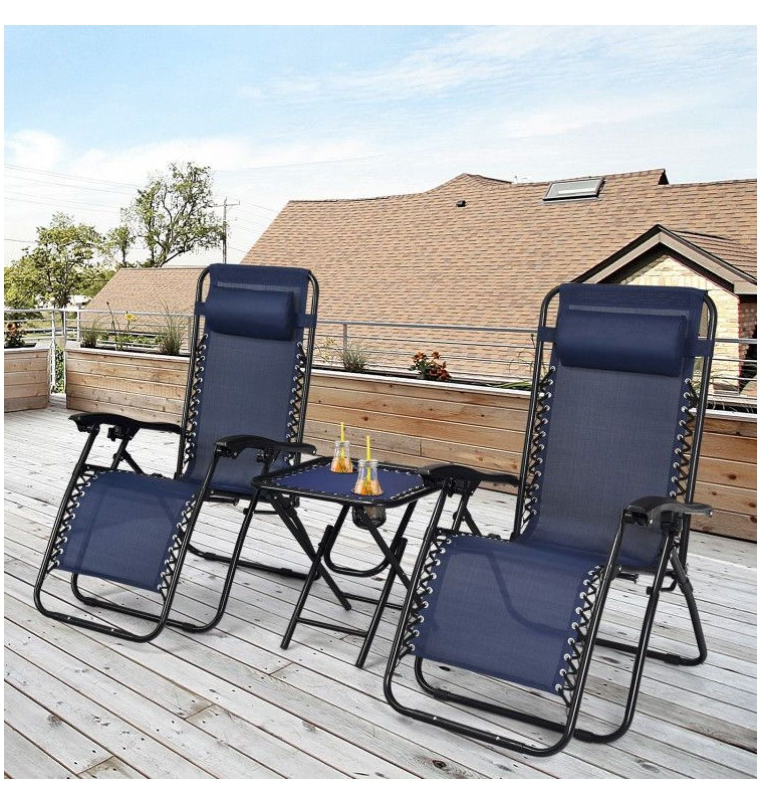 Zero Gravity Chairs Set of 3, Folding Portable Reclining Lounge Chairs ...