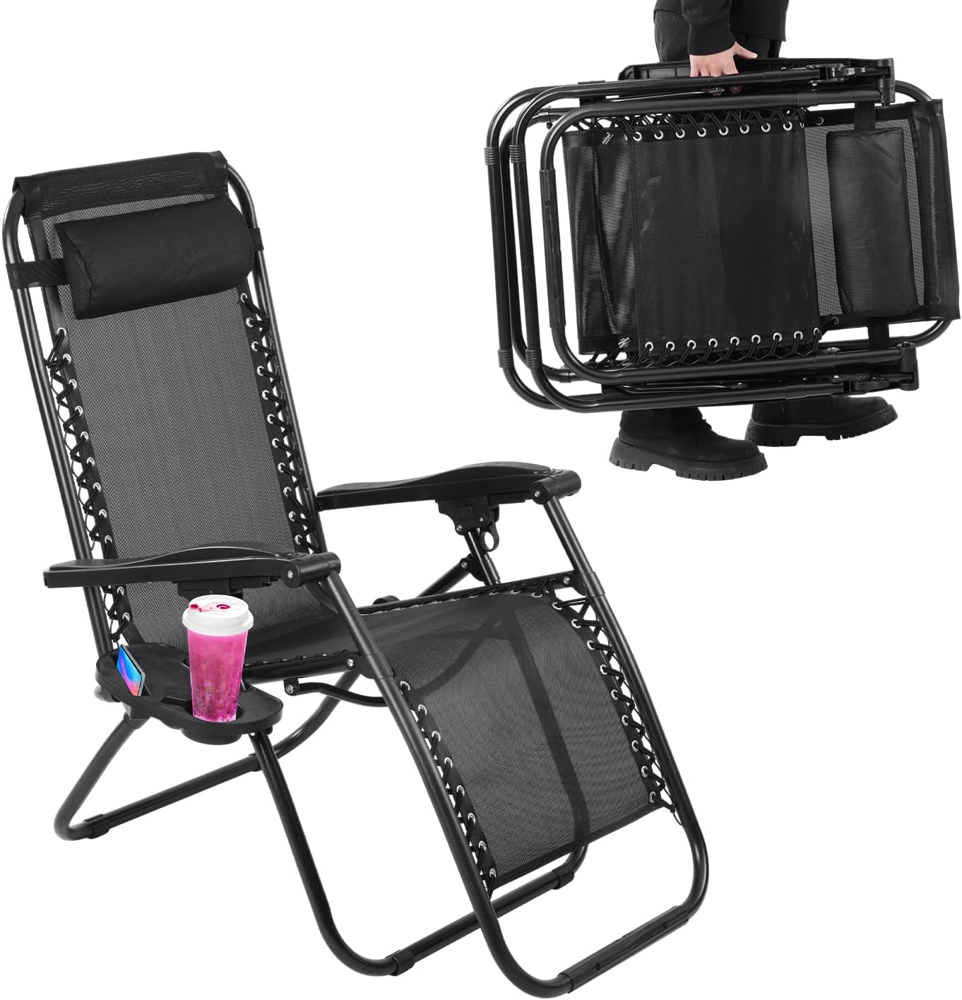 Zero Gravity Folding Reclining Lounge Chair with Pillow,Adjustable ...