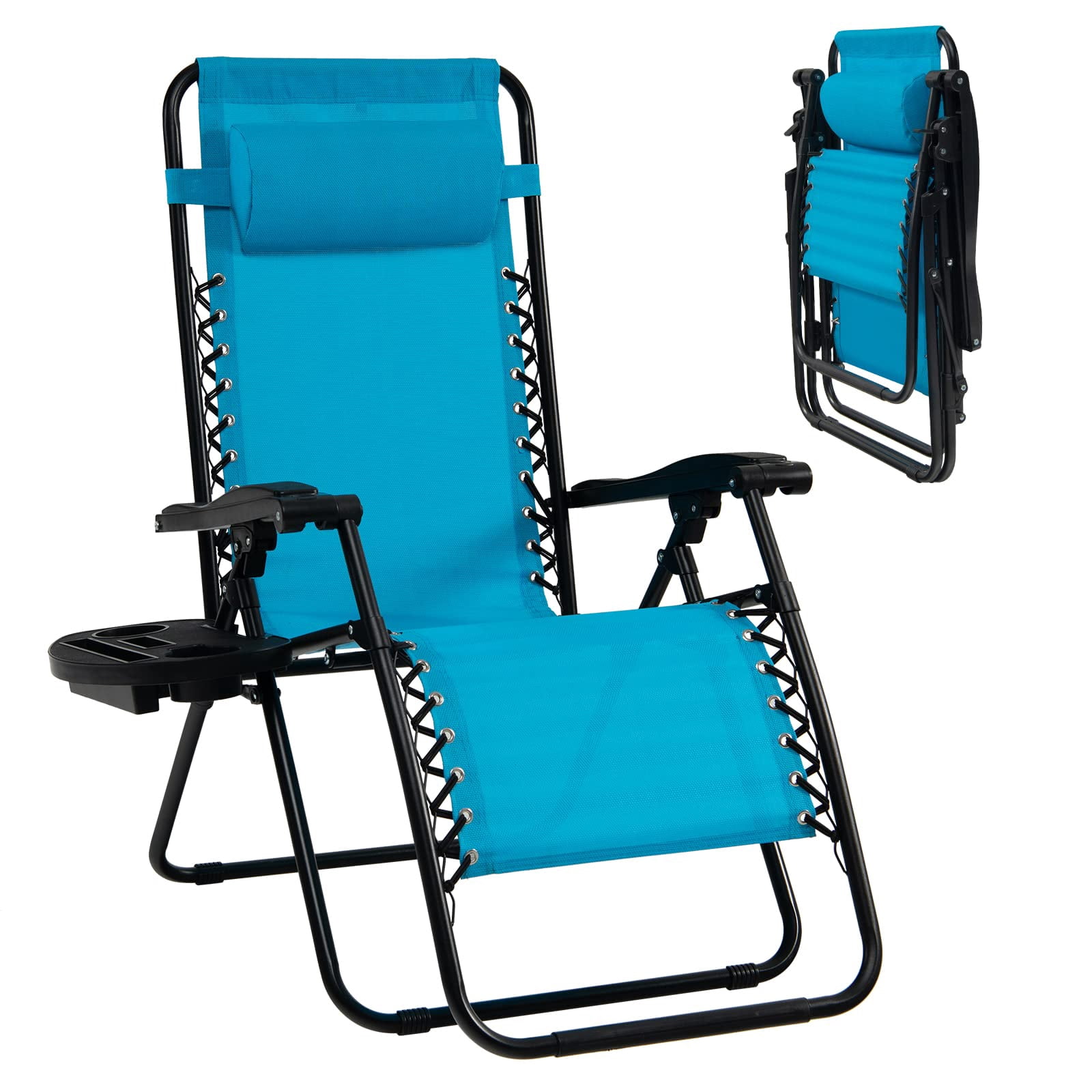 Zero Gravity Lounge Chairs, 160°Adjustable Folding Recliner w/Pillow ...