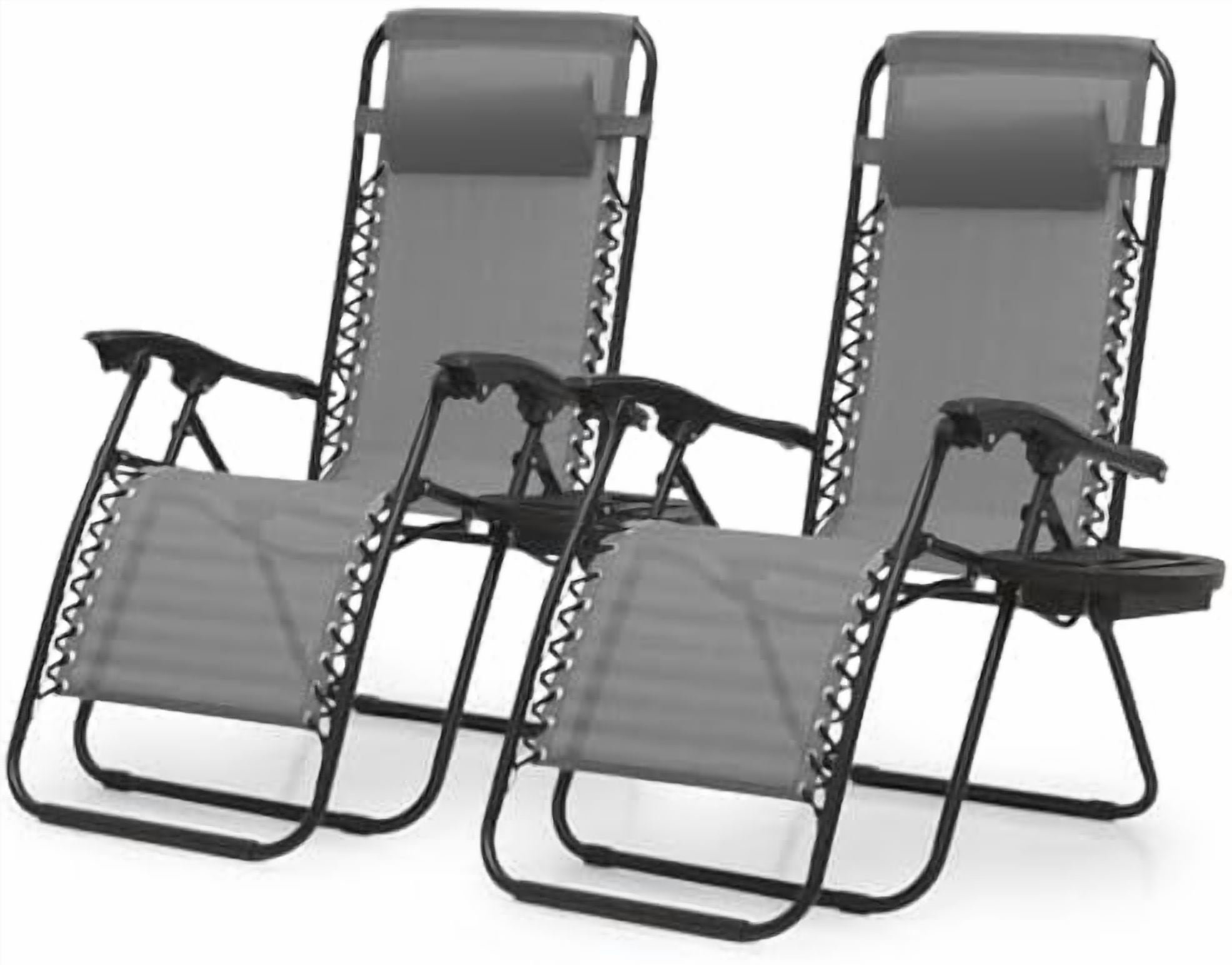 Zero Gravity Lounge Chairs Set of 2, Outdoor Reclining Chair with Side ...