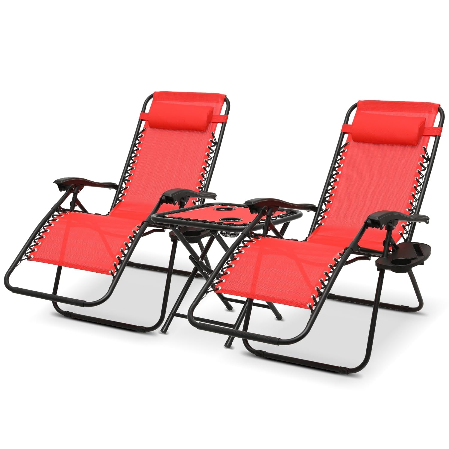 Zero Gravity Outdoor Lounge Chair Set of 2 with Side Table, 25" Width ...