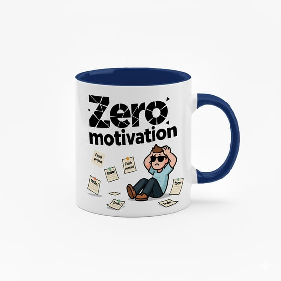 Zero Motivation Cartoon Graphic Ceramic Coffee Mug - 11 Ounces, Fun ...