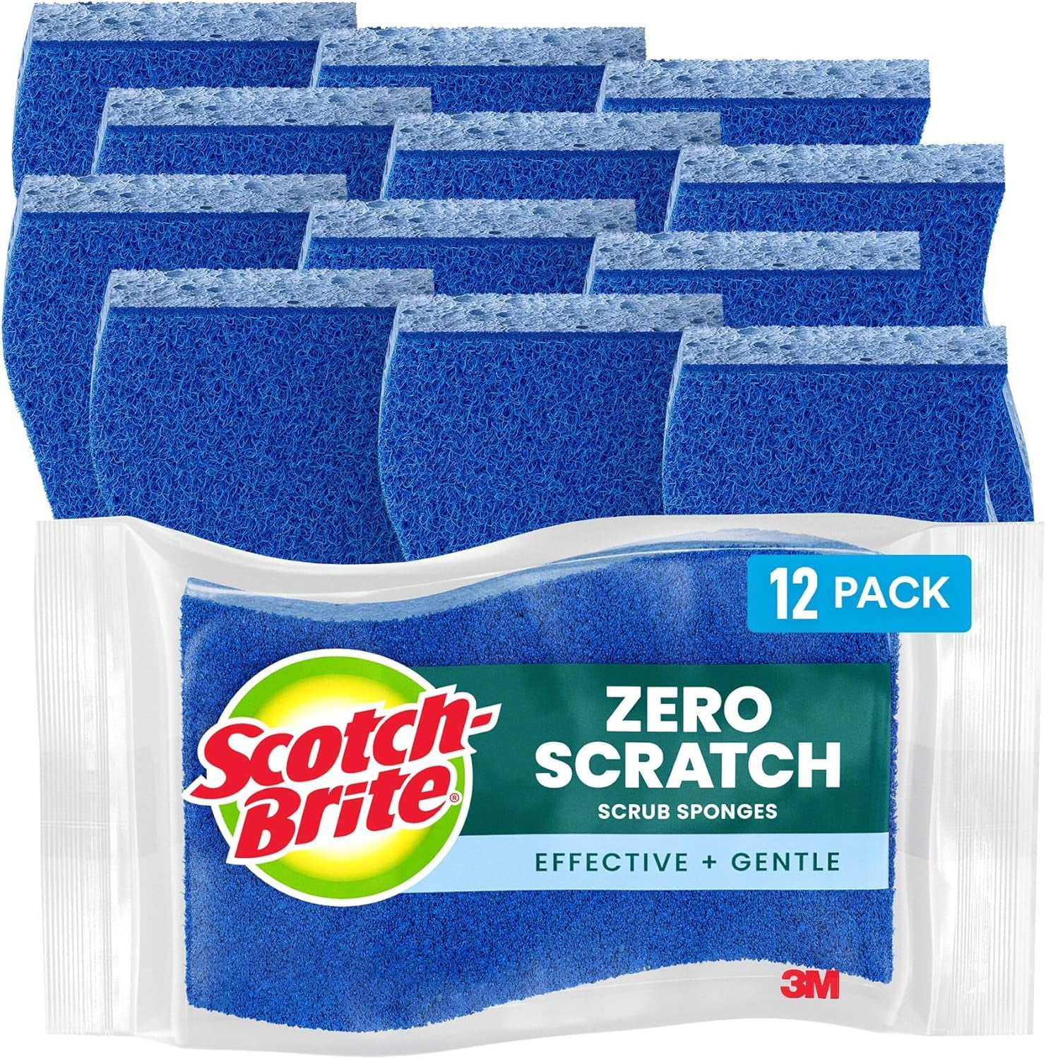 Zero Scratch Scrub Sponge, 12 Kitchen Sponges for Cleaning Around the ...